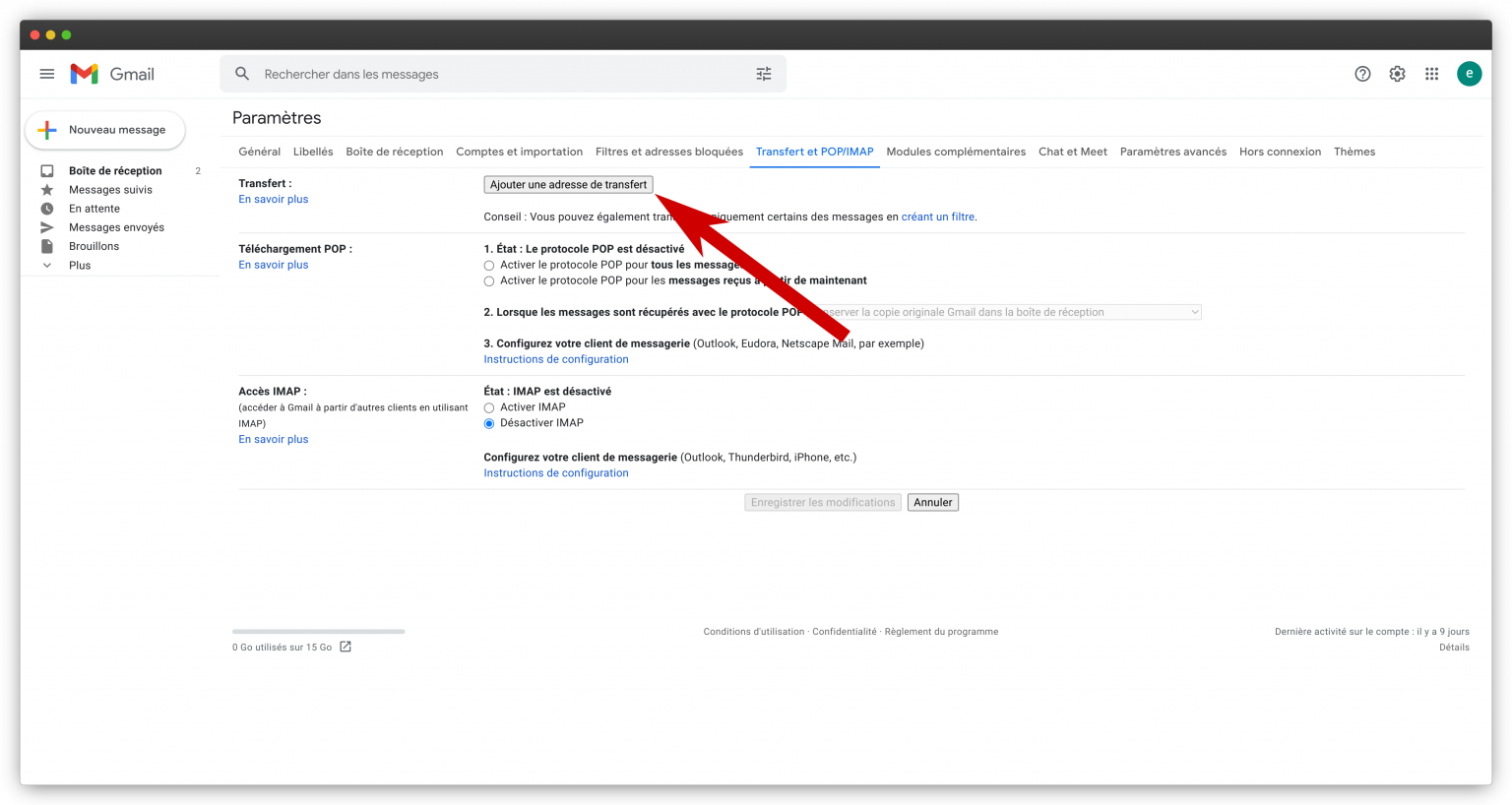 Configurer une redirection depuis gmail - Digipharmacie