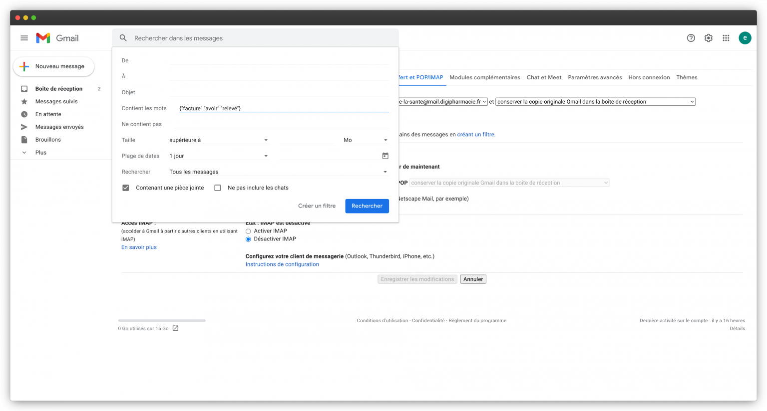Configurer une redirection depuis gmail - Digipharmacie